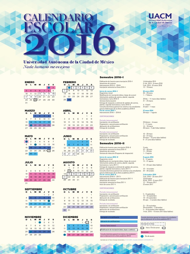 Calendario Uacm 2016 | PDF