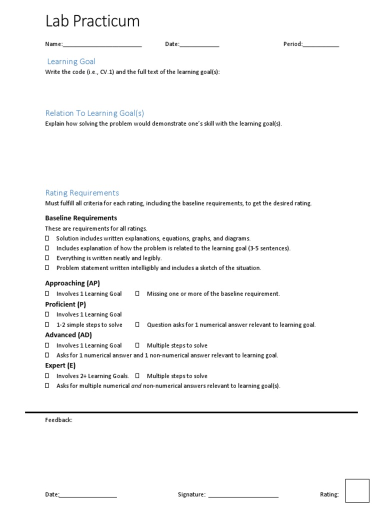 Lab Practicum Assessment Criteria | PDF