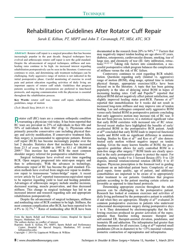 Guidelines Rotator Cuff Injury | PDF | Anatomical Terms Of Motion ...