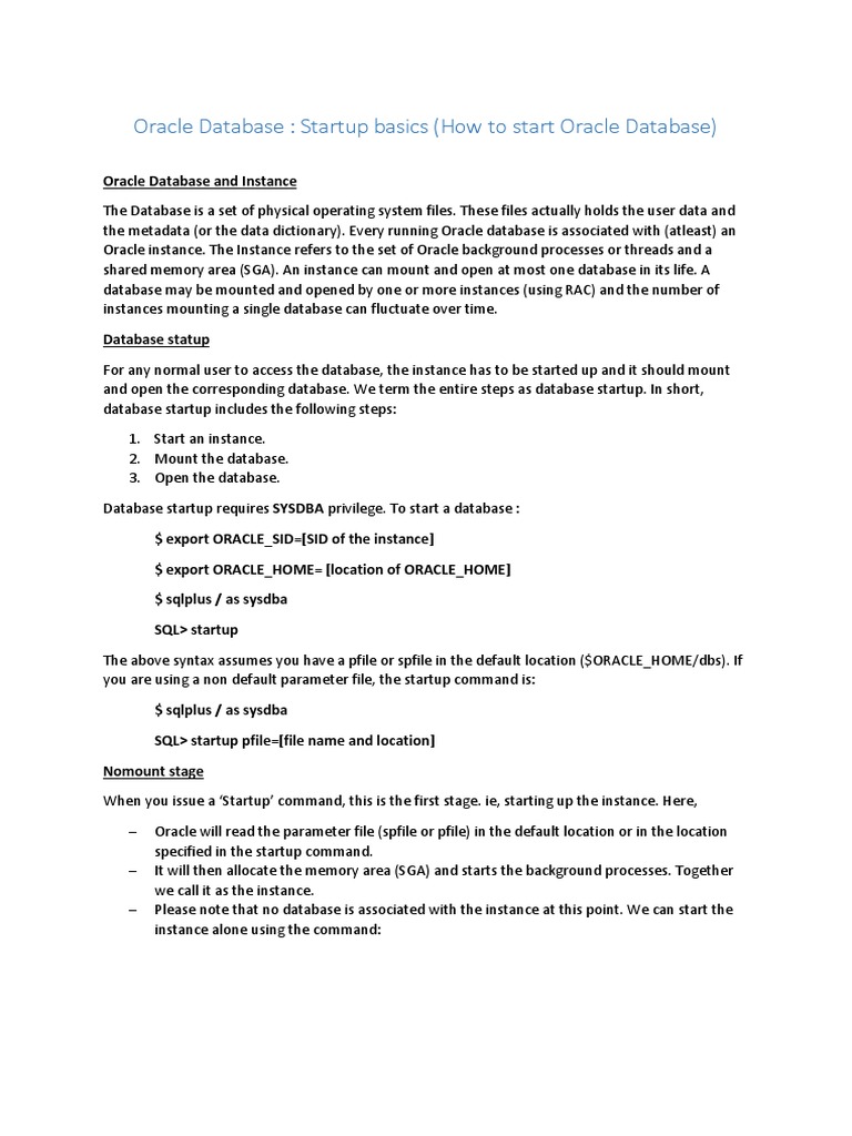 Oracle Database Startup Basics Download Free Pdf Oracle Database