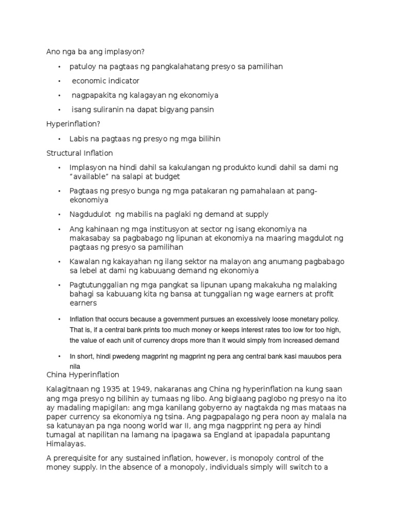 Hyperinflation Notes | PDF