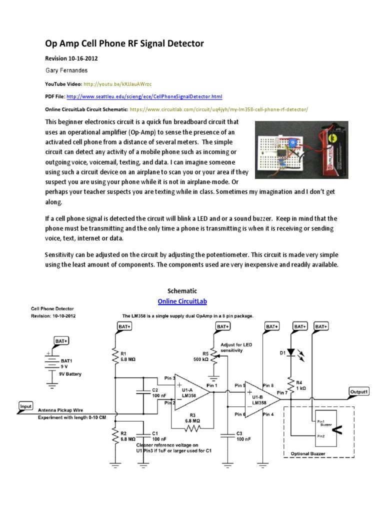 LM358 RF Cell Phone Detector | PDF | Electronic Circuits | Operational Amplifier