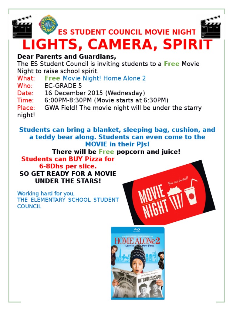 Free Movie Night for ES Students | PDF | Games & Activities