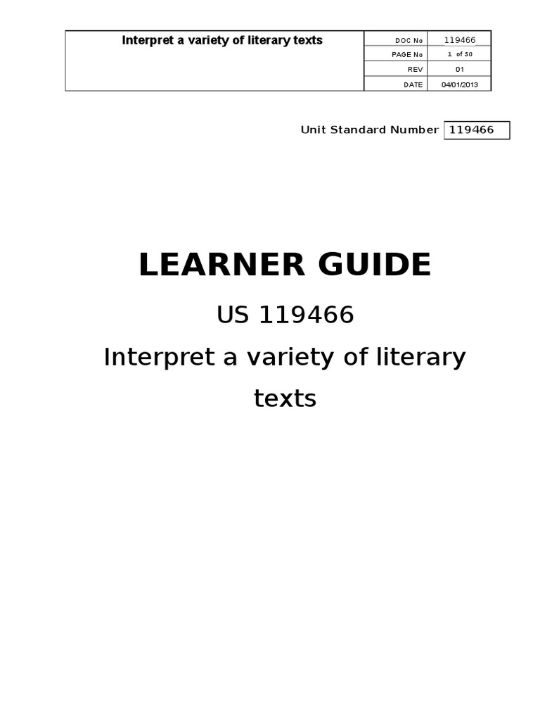 Learner Guide | PDF | Reading Comprehension | Reading (Process)