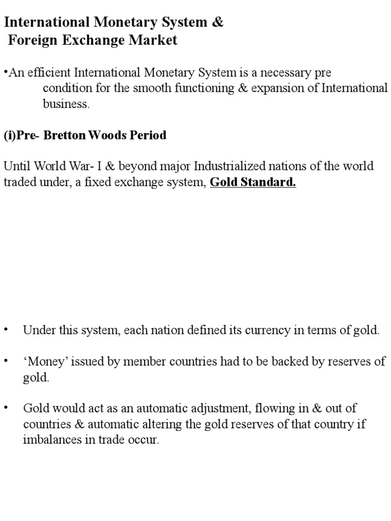 International Monetary System | PDF | Fixed Exchange Rate System ...