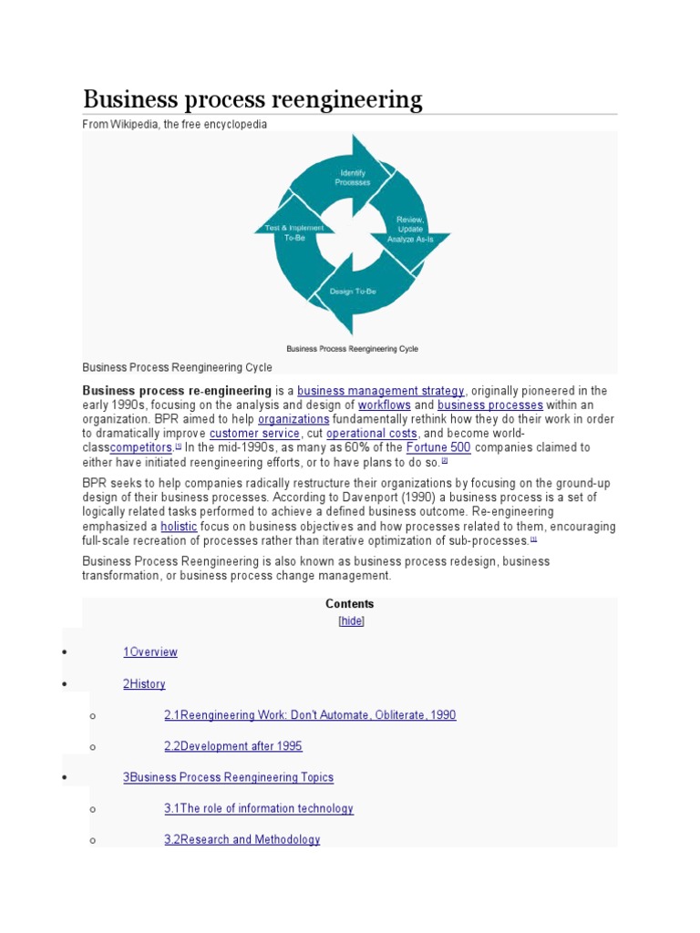 Business Process Re-Engineering 1 | PDF | Business Process | Business