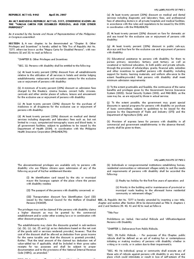 Rights of PWD | PDF | Legal Personality | Identity Document