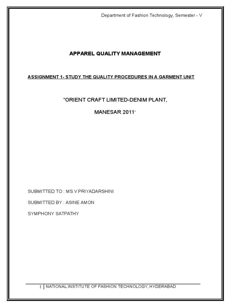 Apparel Quality Management | PDF | Sewing | Quality Assurance
