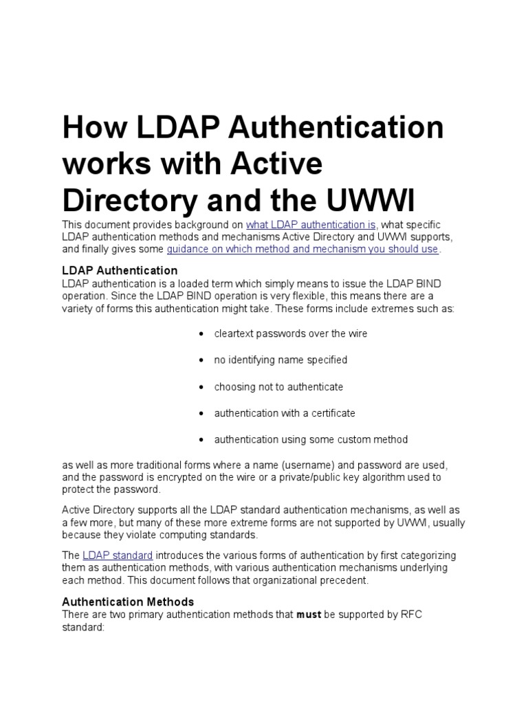 LDAP Authentication Methods | PDF