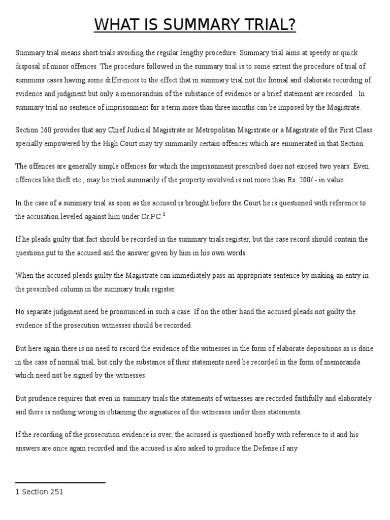 Everything You Need to Know About Summary Trials | PDF | Magistrate ...