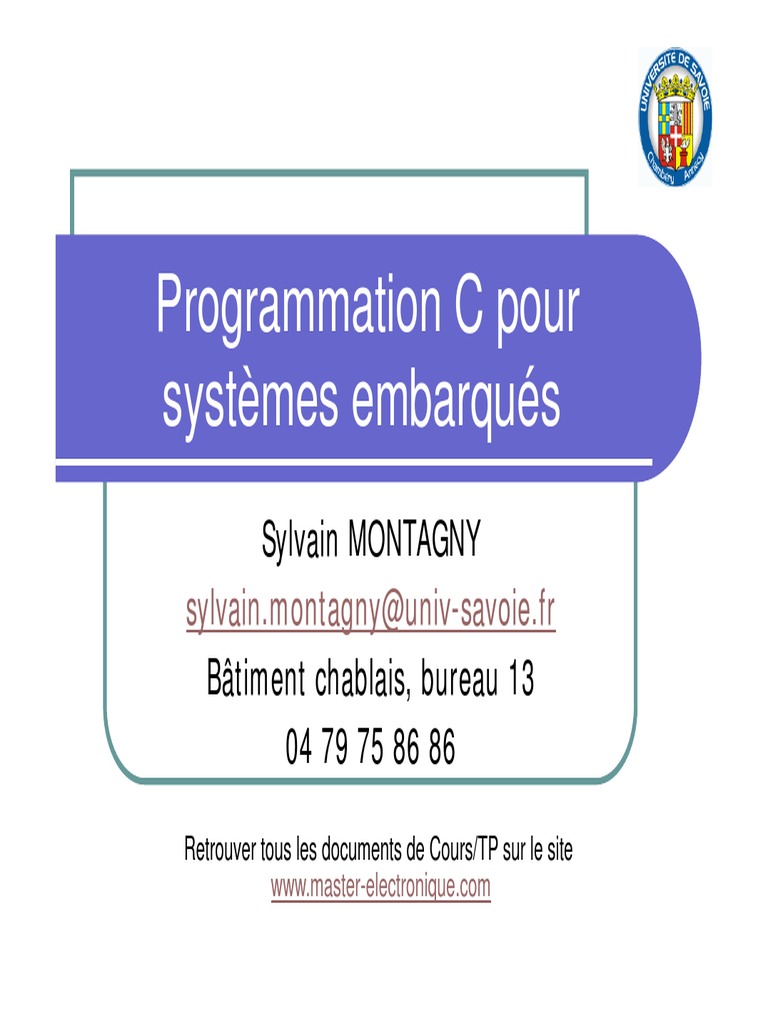 Cours-Programmation C Pour Systèmes Embarqués-Internet | PDF | Variable (informatique ...