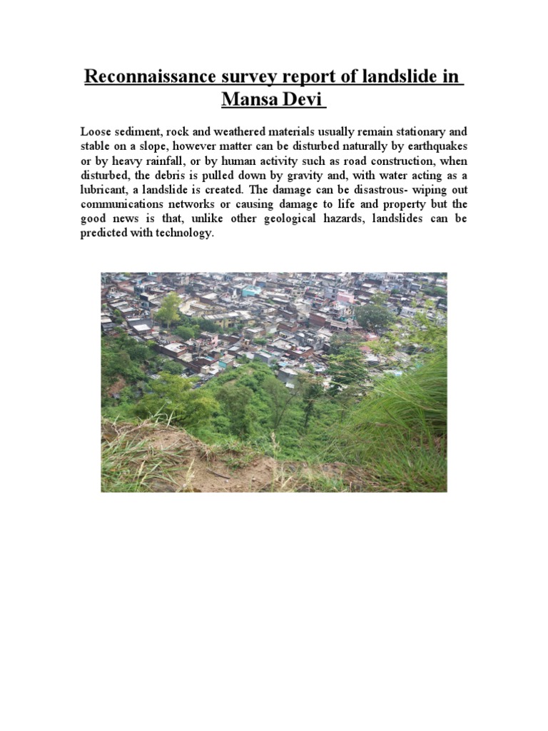 Reconnaissance survey report of landslide in Mansa Devi