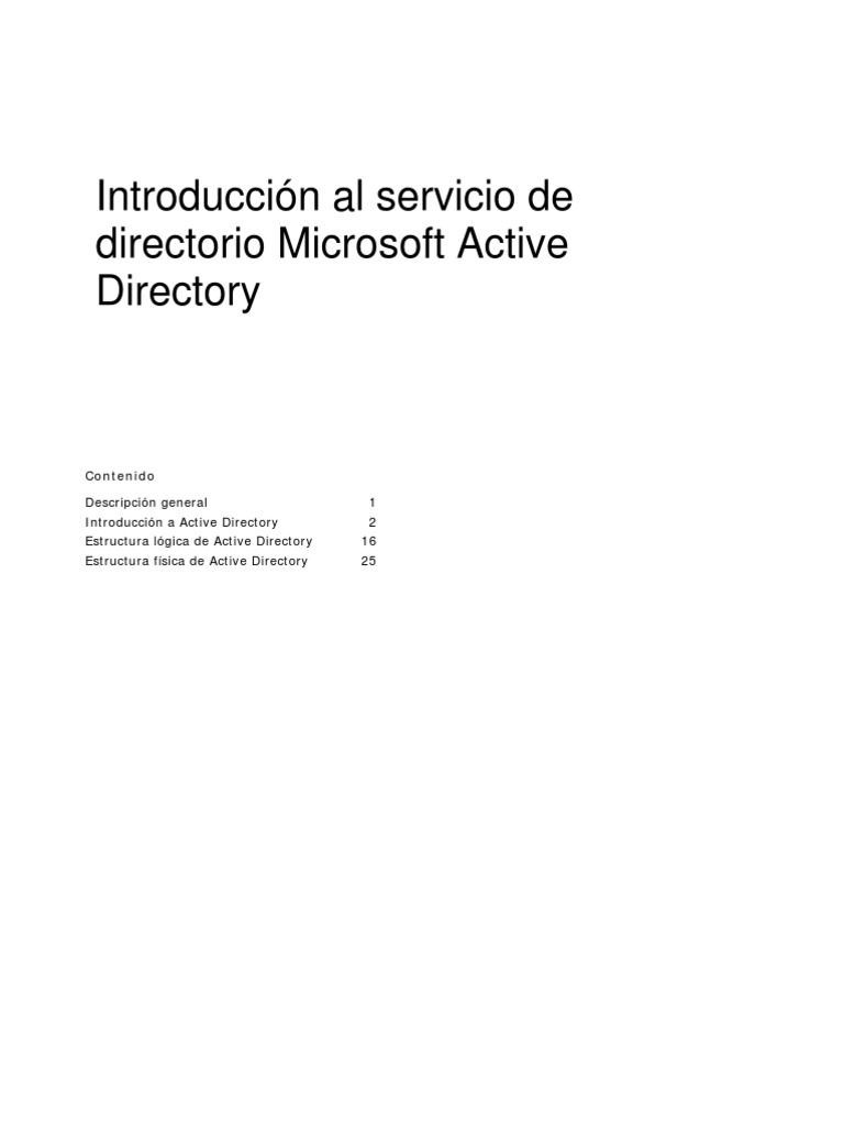 Introducción al servicio de directorio Microsoft Active Directory | PDF | Directorio Activo ...