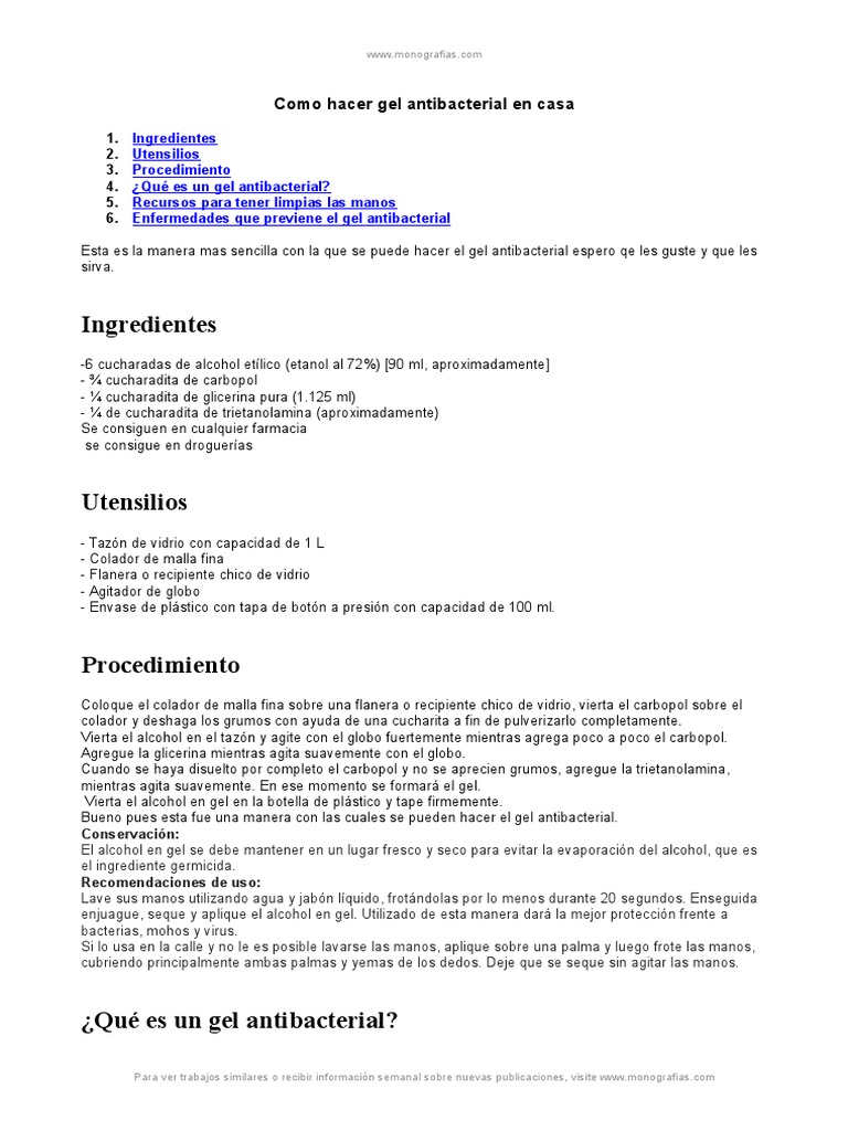 Gel Antibacterial y Sus Funciones | PDF | Virus de la Influenza A ...