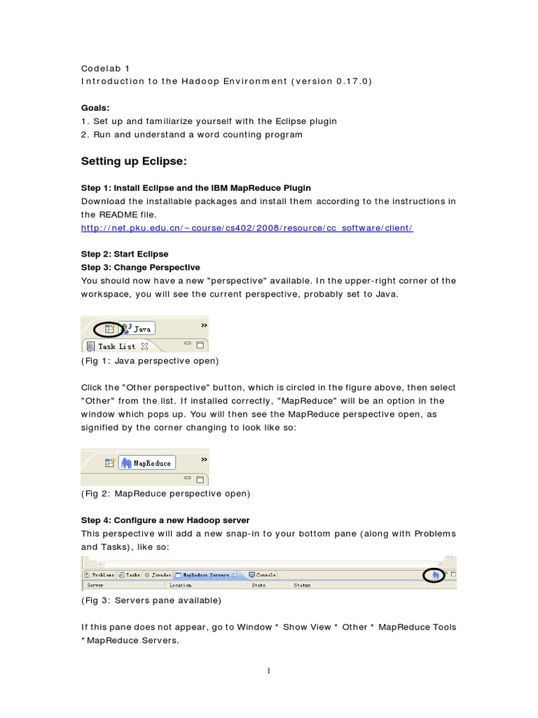 Setting Up Eclipse:: Codelab 1 Introduction To The Hadoop Environment ...