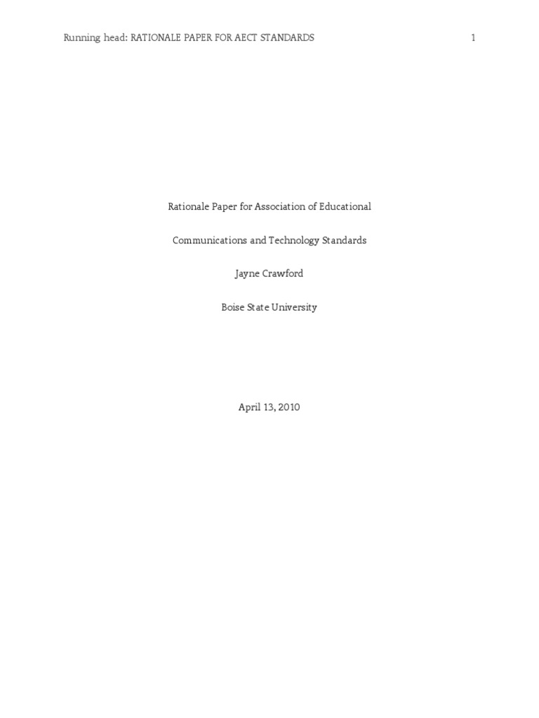 Running Head: Rationale Paper For Aect Standards 1 | PDF | Educational ...