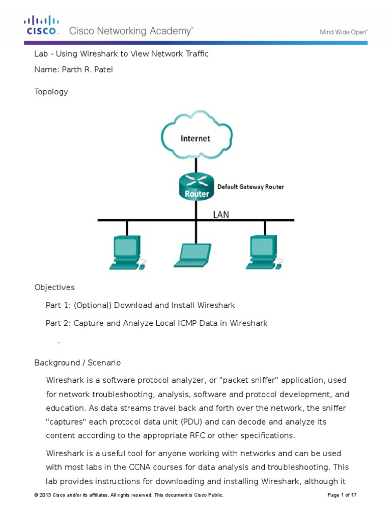 2.3.2.6 Packet Tracer - Using Wireshark To View Network Traffic | PDF ...