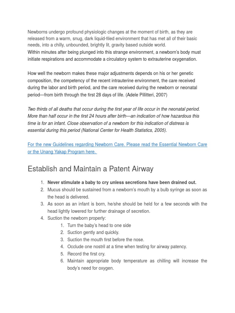 Newborns Undergo Profound Physiologic Changes at The Moment of Birth ...