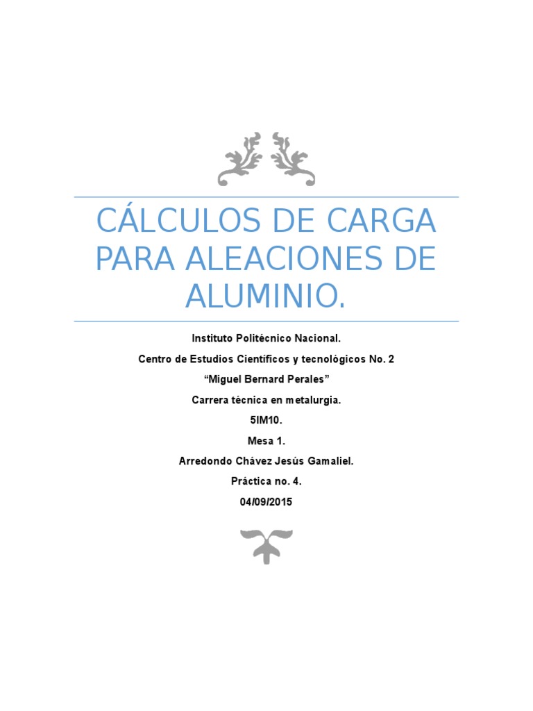 Cálculos de Carga en Aleaciones de Aluminio | PDF | Aleación | Aluminio