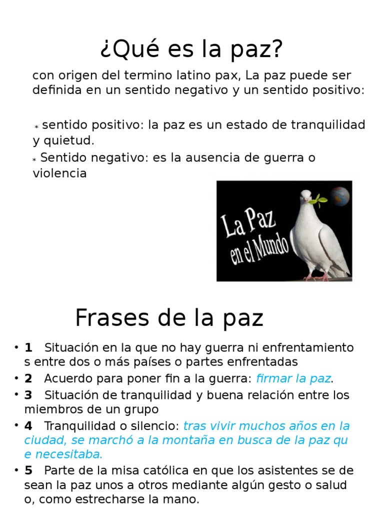 Qué Es La Paz | PDF | Paz | premio Nobel