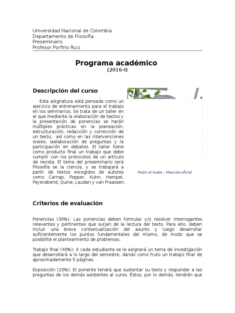 Programa Académico | PDF | Filosofía contemporánea | Science