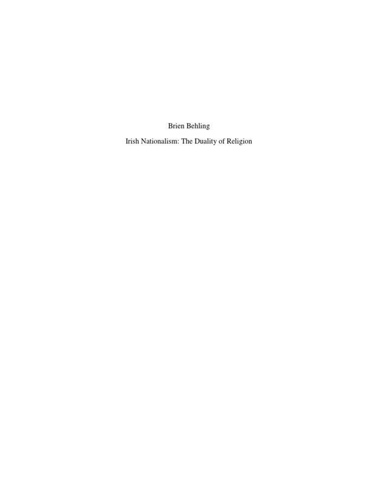 Brien Behling Irish Nationalism: The Duality of Religion | PDF | Irish ...