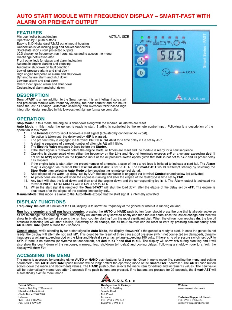 Auto Start Module With Frequency Display - Smart-Fast With Alarm or ...