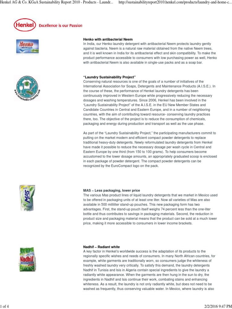 Henkel AG & Co. KGaA Sustainability Report 2010 - Products - Laundry ...