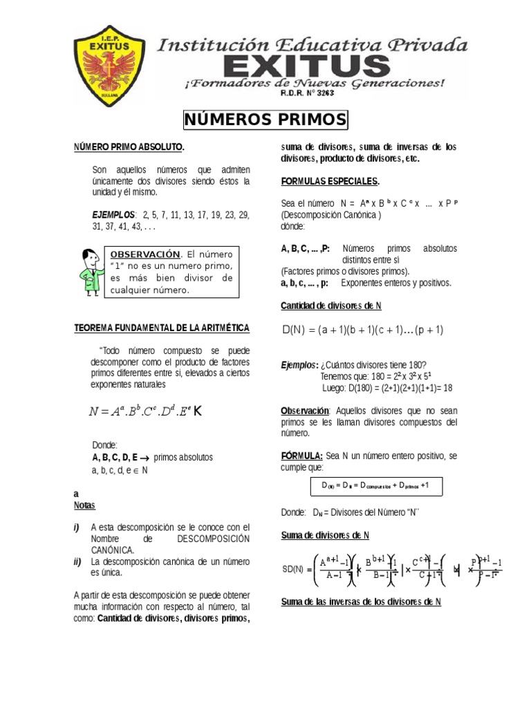 Divisibilidad y Números Primos | PDF | Número primo | Notación