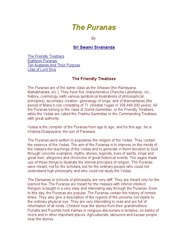 The Puranas | PDF | Puranas | Vishnu
