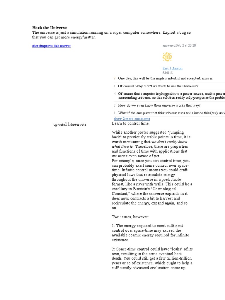 Hack The Universe: Share Improve This Answer | PDF | Universe ...