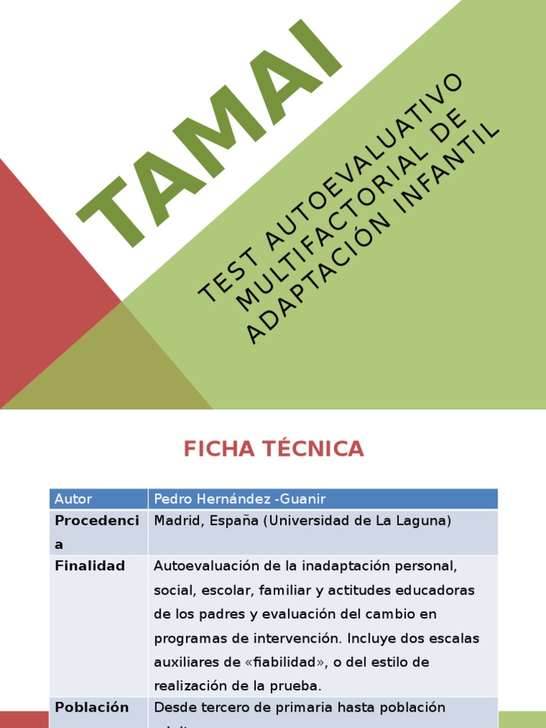 Documents - MX - Tamai Test Autoevaluativo Multifactorial de Adaptacion ...