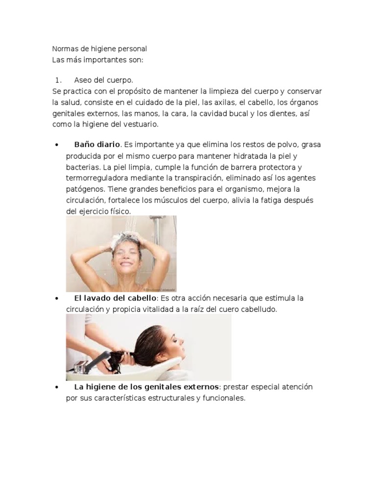 Normas de Higiene Personal Esenciales | PDF | Higiene oral | Higiene