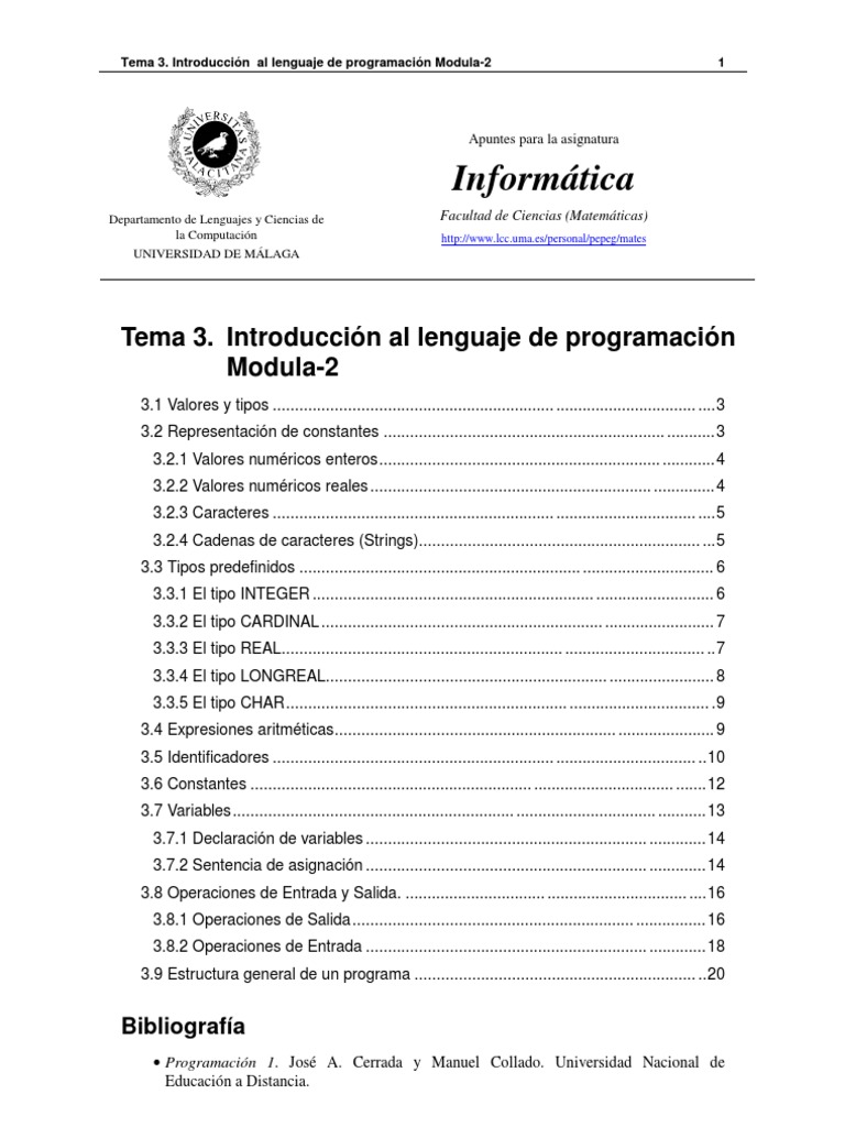 Introducción Al Lenguaje de Programación Modula-2 | PDF | Lenguaje de ...