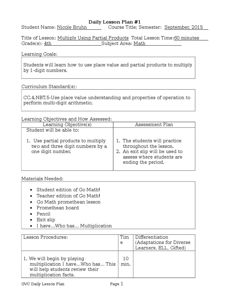Multiply with Partial Products | PDF