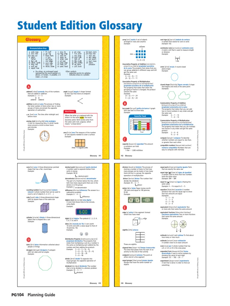 Student Edition Glossary: PG104 Planning Guide | PDF | Rectangle ...