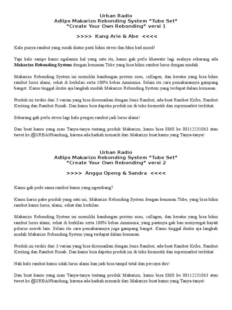 Contoh Adlibs Radio | PDF