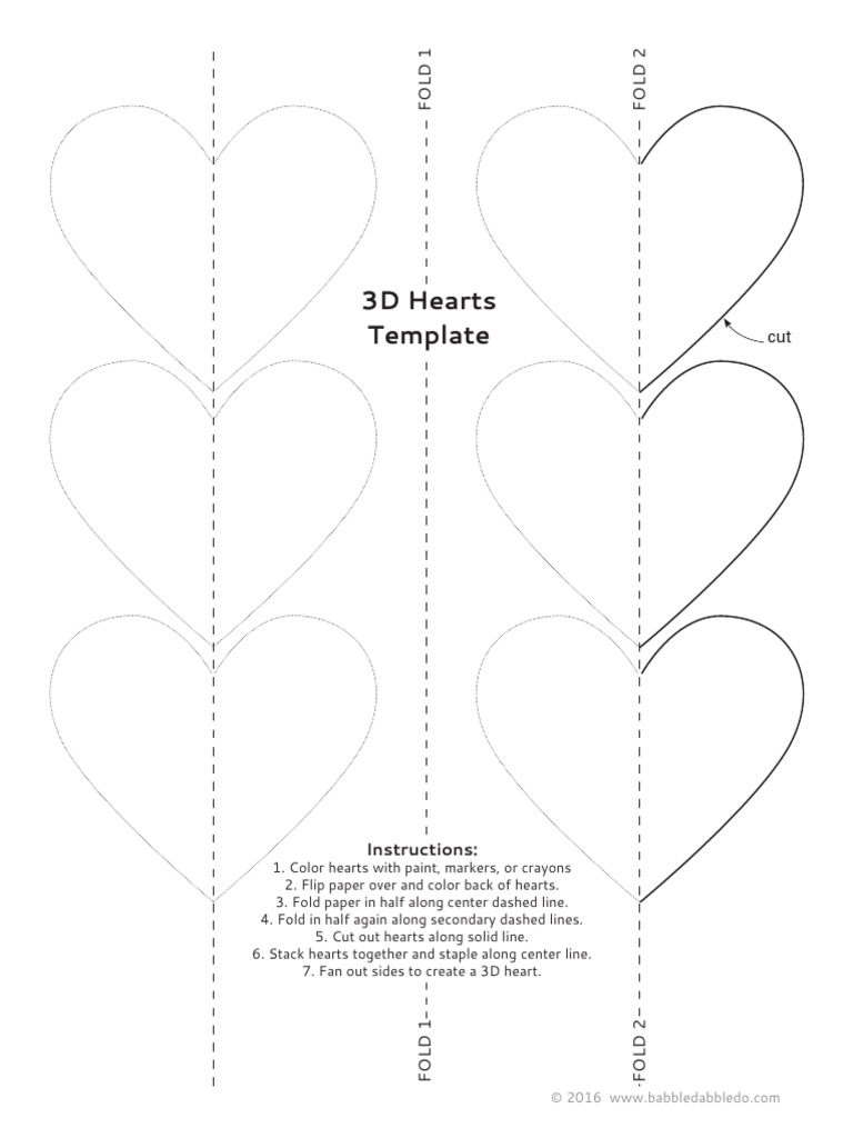 3D Hearts Template: Instructions | PDF | Sports & Recreation | Art