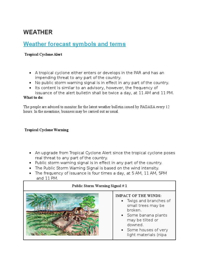 Weather Forecast Symbols and Terms | PDF | Tropical Cyclones | Basic ...