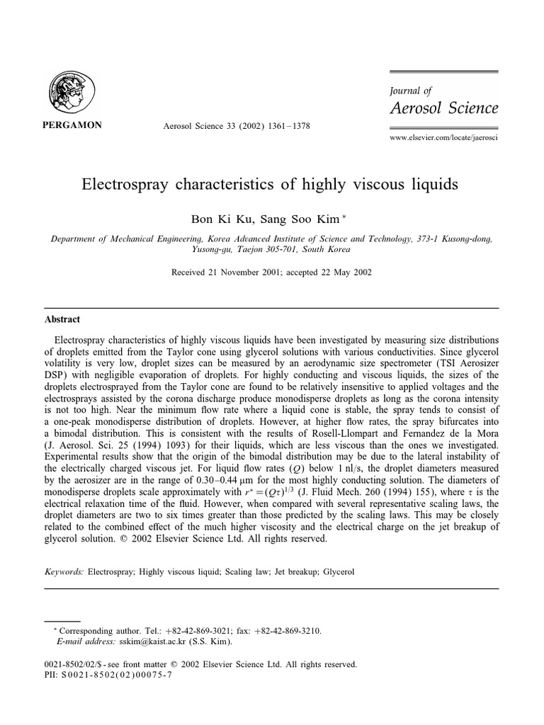 Charged Droplets | PDF | Aerosol | Drop (Liquid)