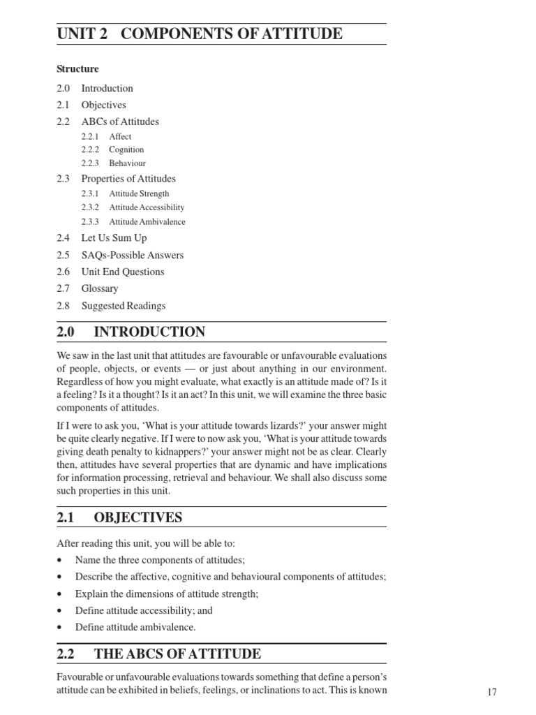 Components of Attitude | PDF | Attitude (Psychology) | Affect (Psychology)