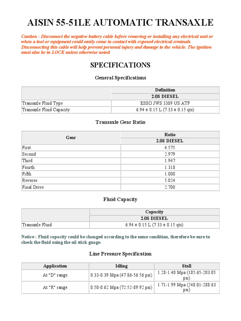 AISIN 55-51LE Transaxle Overview | PDF | Transmission (Mechanics) | Clutch