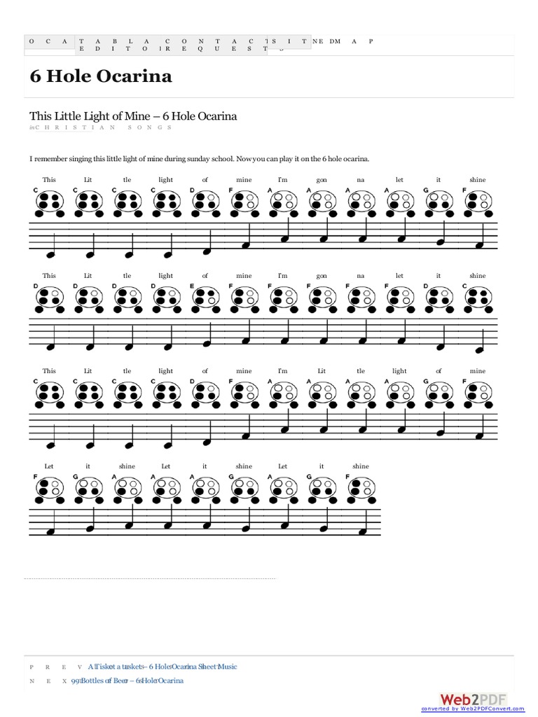 6 Hole Ocarina Tab Collection | PDF | Molly Malone