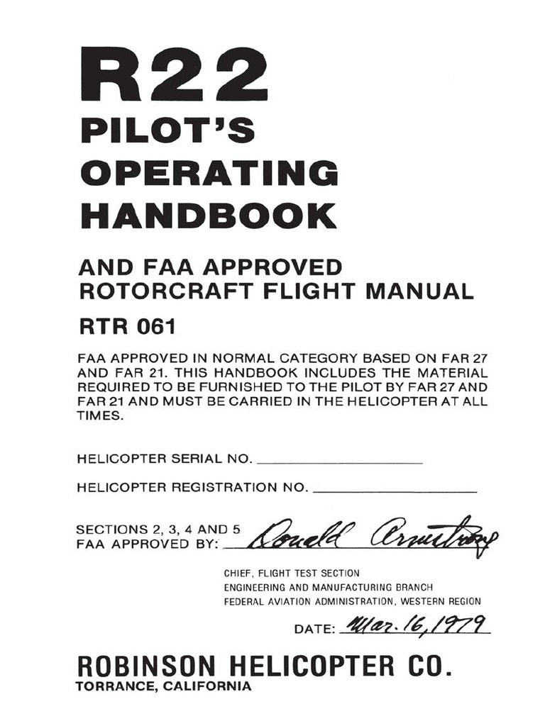Robinson R22 POH | PDF | Helicopter Rotor | Aviation