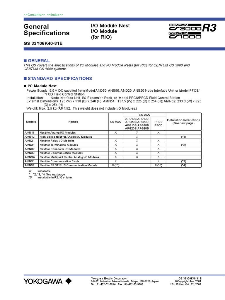 Centum Cs3000 Io Module | PDF | Power Supply | Signal (Electrical ...