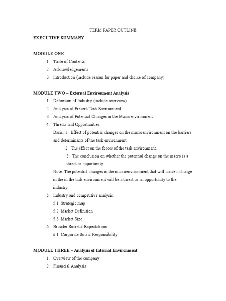 Strama Term Paper Outline 1 | PDF | Strategic Management | Strategic ...