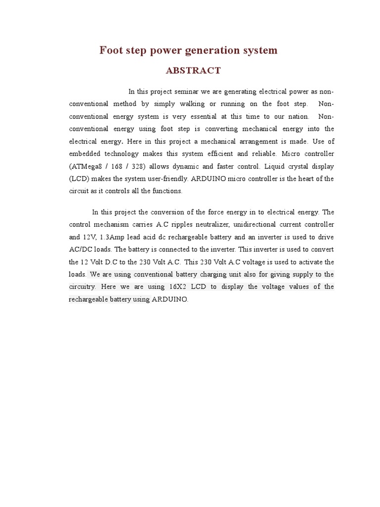 Arduino-Based Footstep Power Generation | PDF | Power Inverter | Direct ...