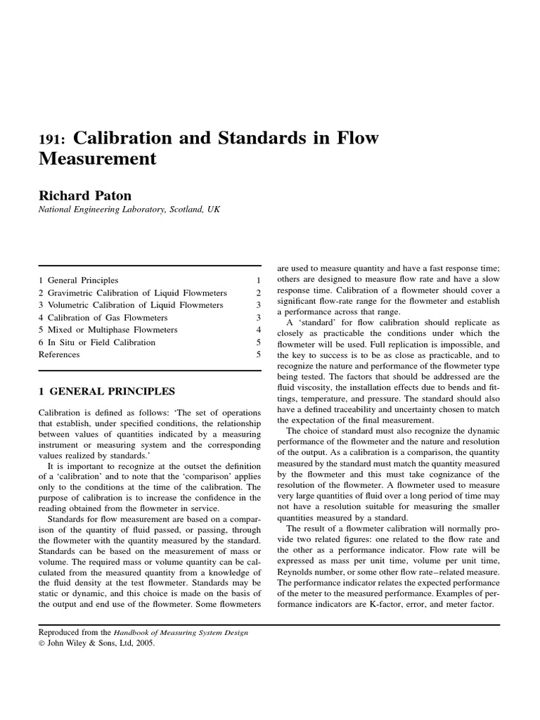 Flow Meter Calibration Standards Guide | PDF | Technology & Engineering