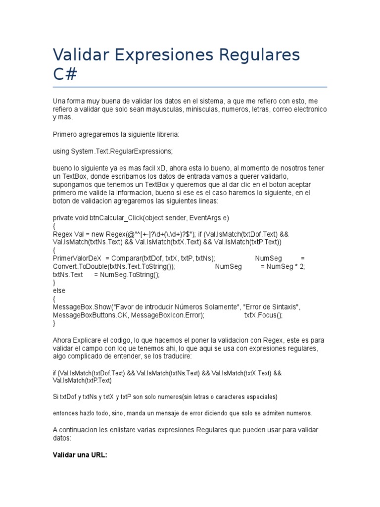 Validar Expresiones Regulares C | PDF | Software | Áreas de informática
