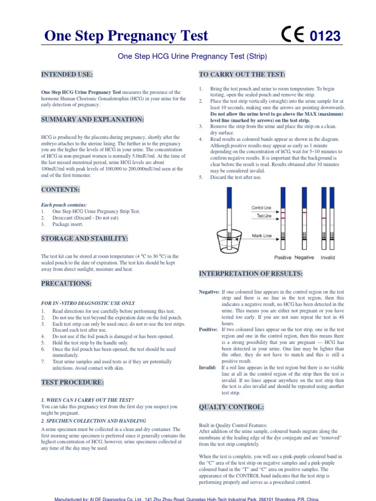 One Step HCG Strip Revised 20-8-09 | PDF | Human Chorionic Gonadotropin ...